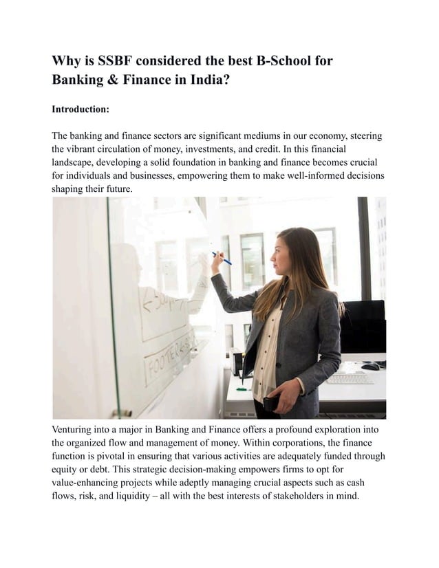 Why is SSBF Considered the Best B-School for Banking & Finance in India | PDF
