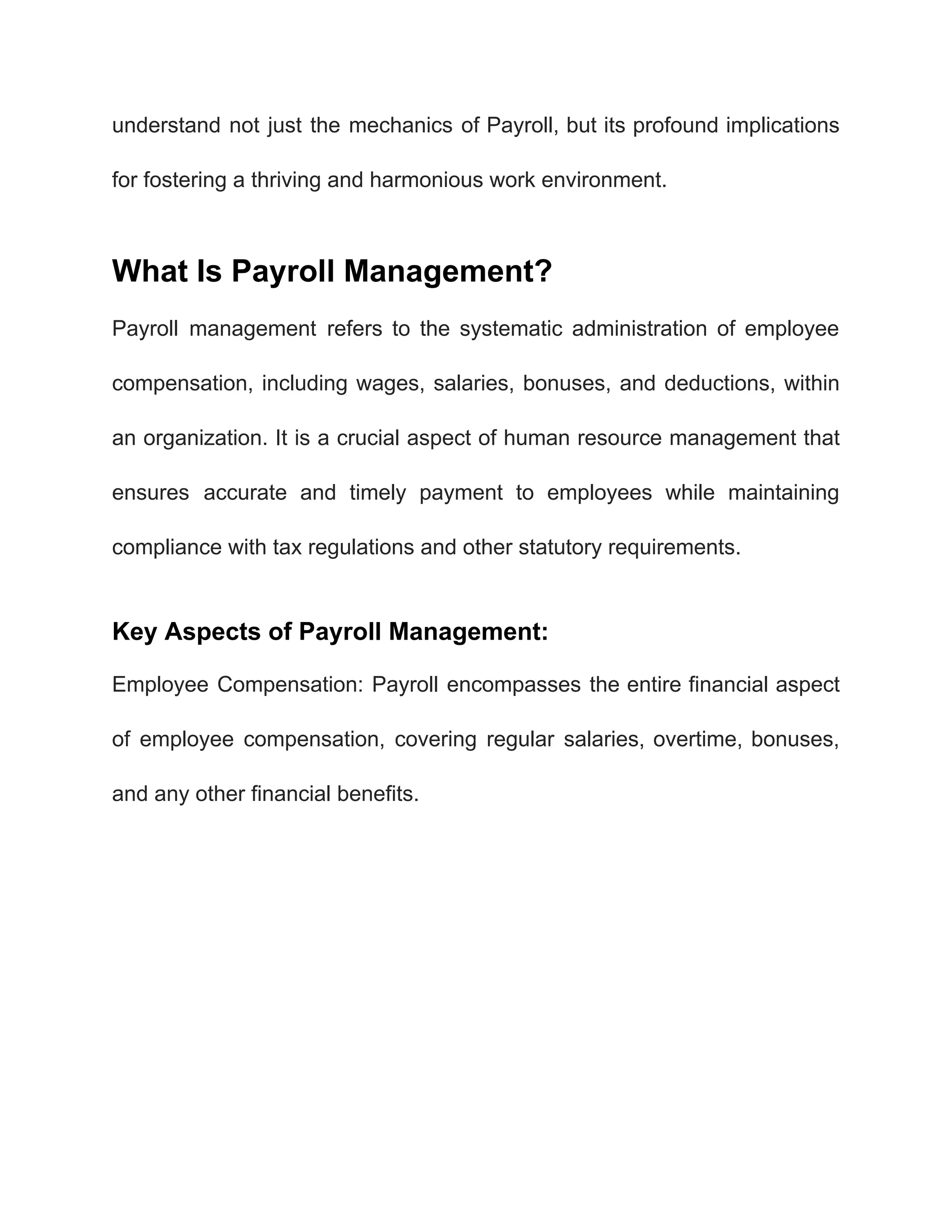 The Payroll System in Human Resource Management Essential | PDF