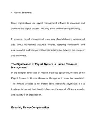The Payroll System in Human Resource Management Essential | PDF