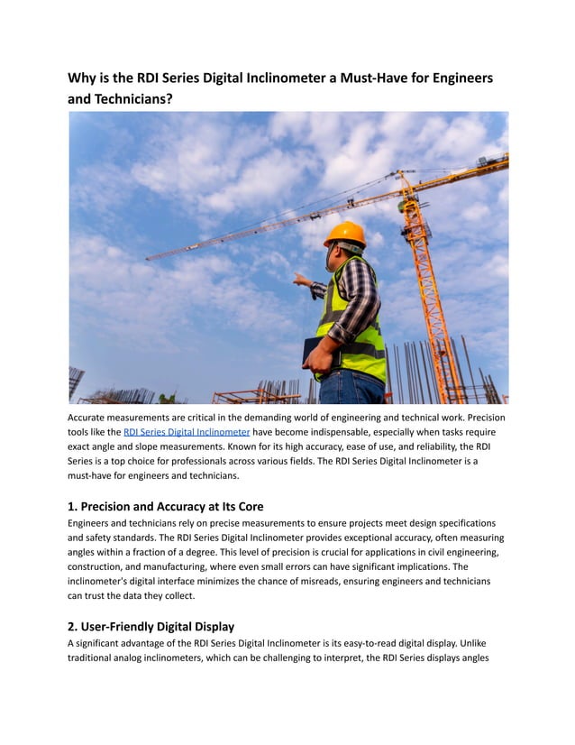 Why is the RDI Series Digital Inclinometer a Must-Have for Engineers ...