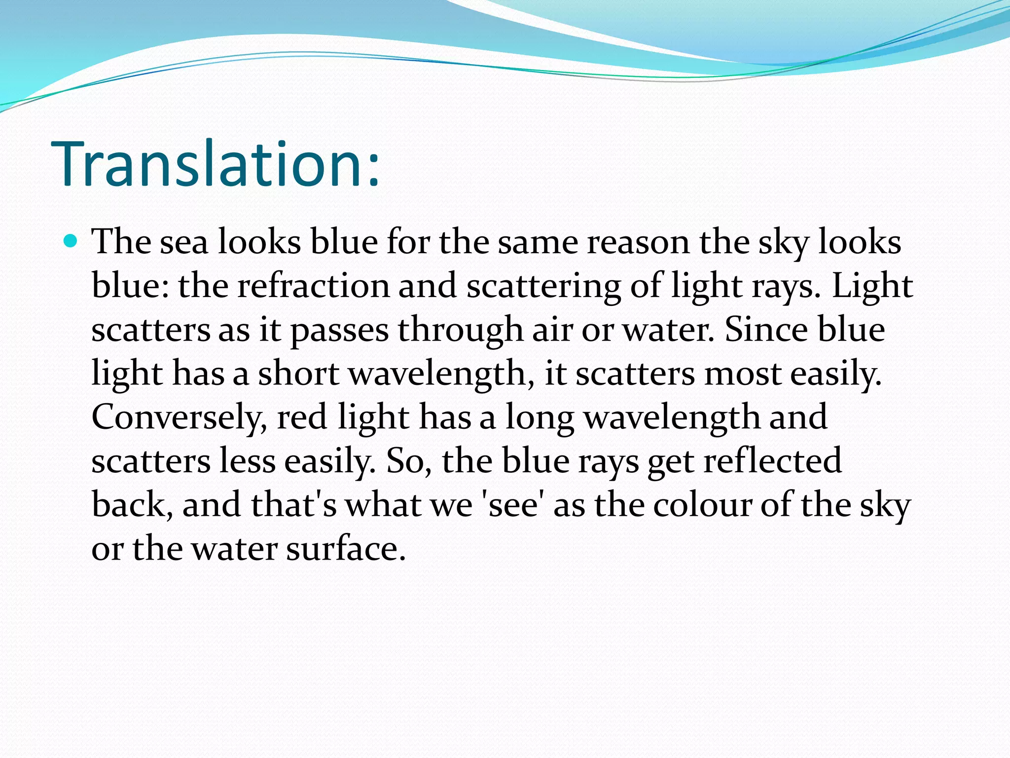 Why is the sea blue | PPT