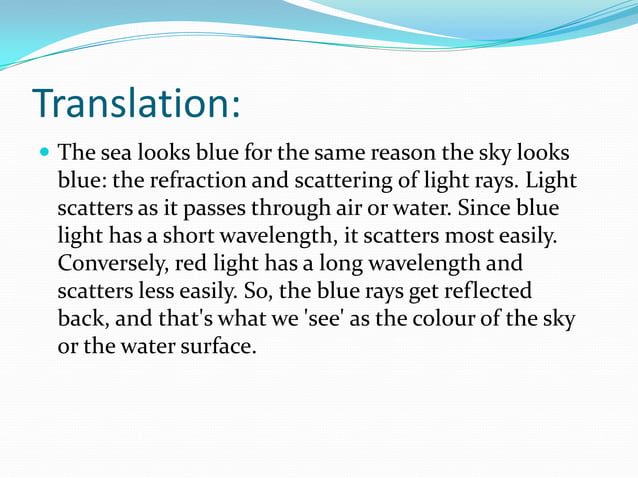 Why is the sea blue | PPT