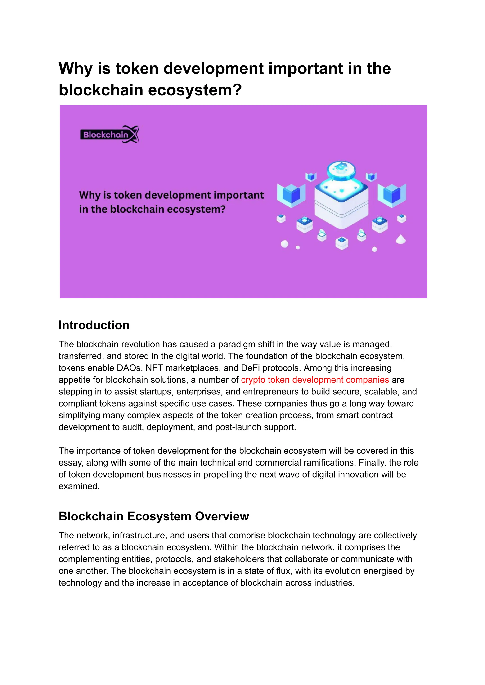 Why is token development important in the blockchain ecosystem? | PDF