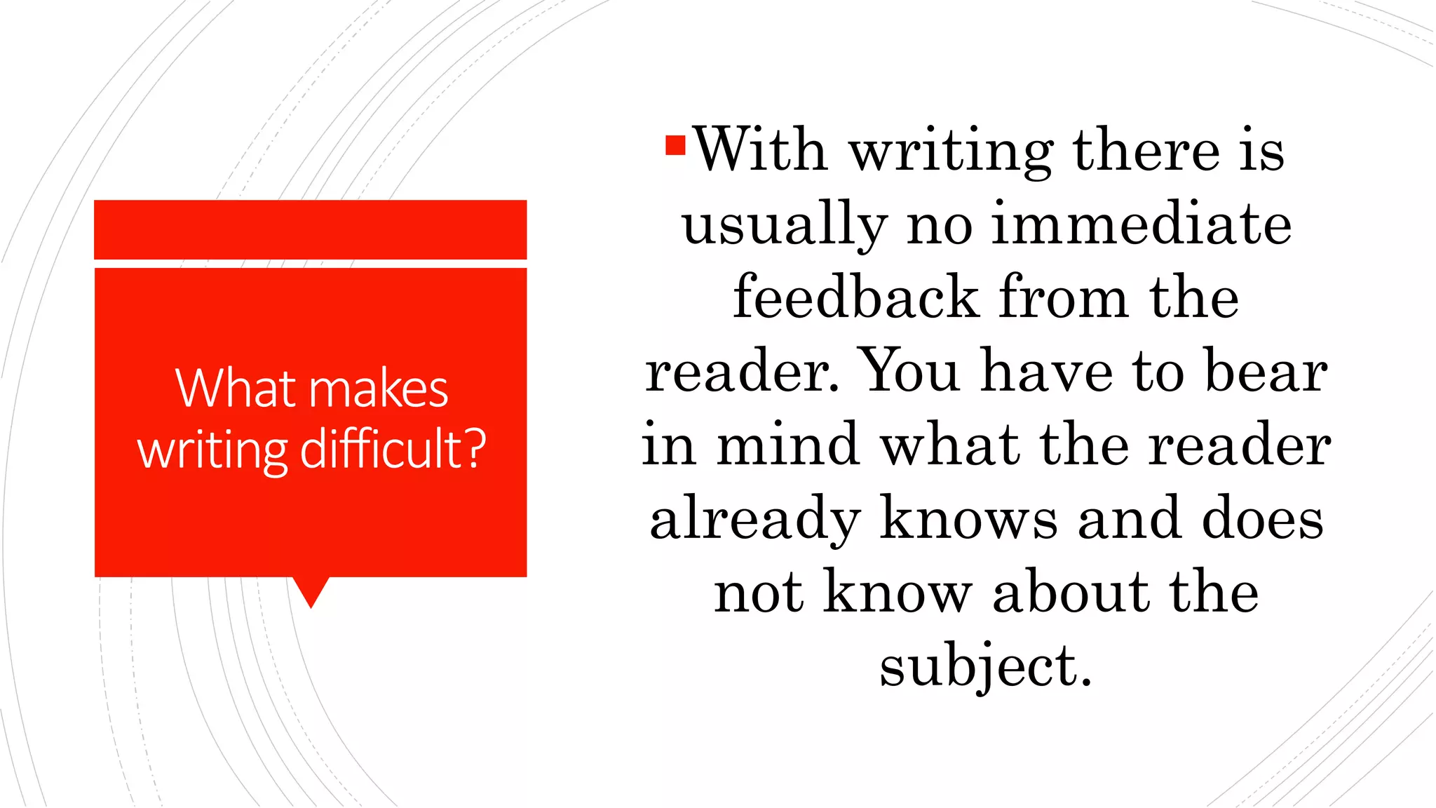 Why is writing difficult? | PPT