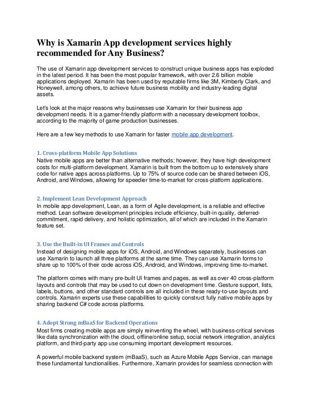 Why is xamarin app development important for your business | PDF