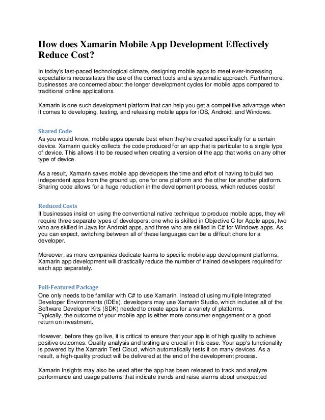 Why is xamarin app development important for your business | PDF