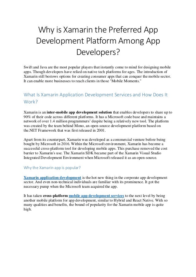Why is xamarin the preferred app development platform among app ...