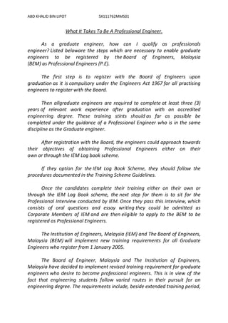 Why i want to be an engineer and what it takes to be a professional ...