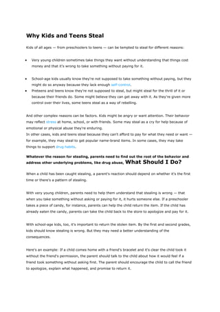 Why kids and teens steal | PDF
