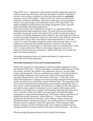WHY KNOWLEDGE MANAGEMENT SYSTEM FAILED by DANIEL DONI SUNDJOJO | PDF
