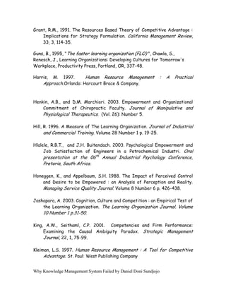 WHY KNOWLEDGE MANAGEMENT SYSTEM FAILED by DANIEL DONI SUNDJOJO | PDF