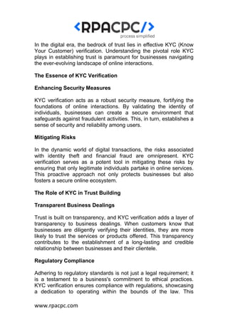 Why KYC Verification Is the Cornerstone of Trust.docx