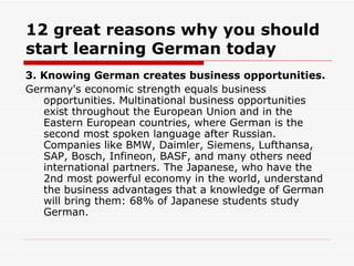Why learn German | PPT | Europe Travel | Travel Locations