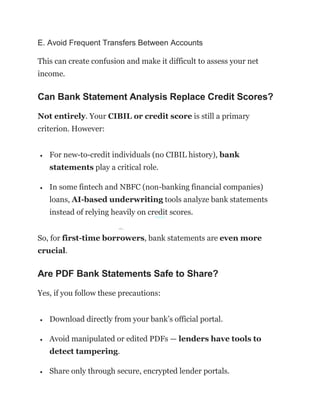 Why Lenders Ask for Bank Statements: What It Reveals and Why It Matters | PDF