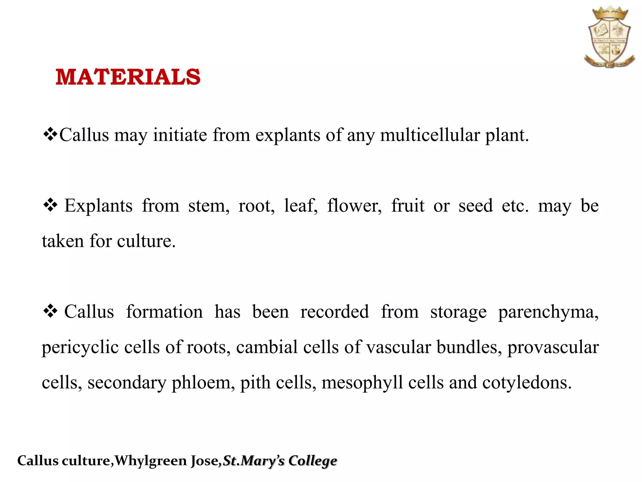 Botany:Callus Culture | PPTX