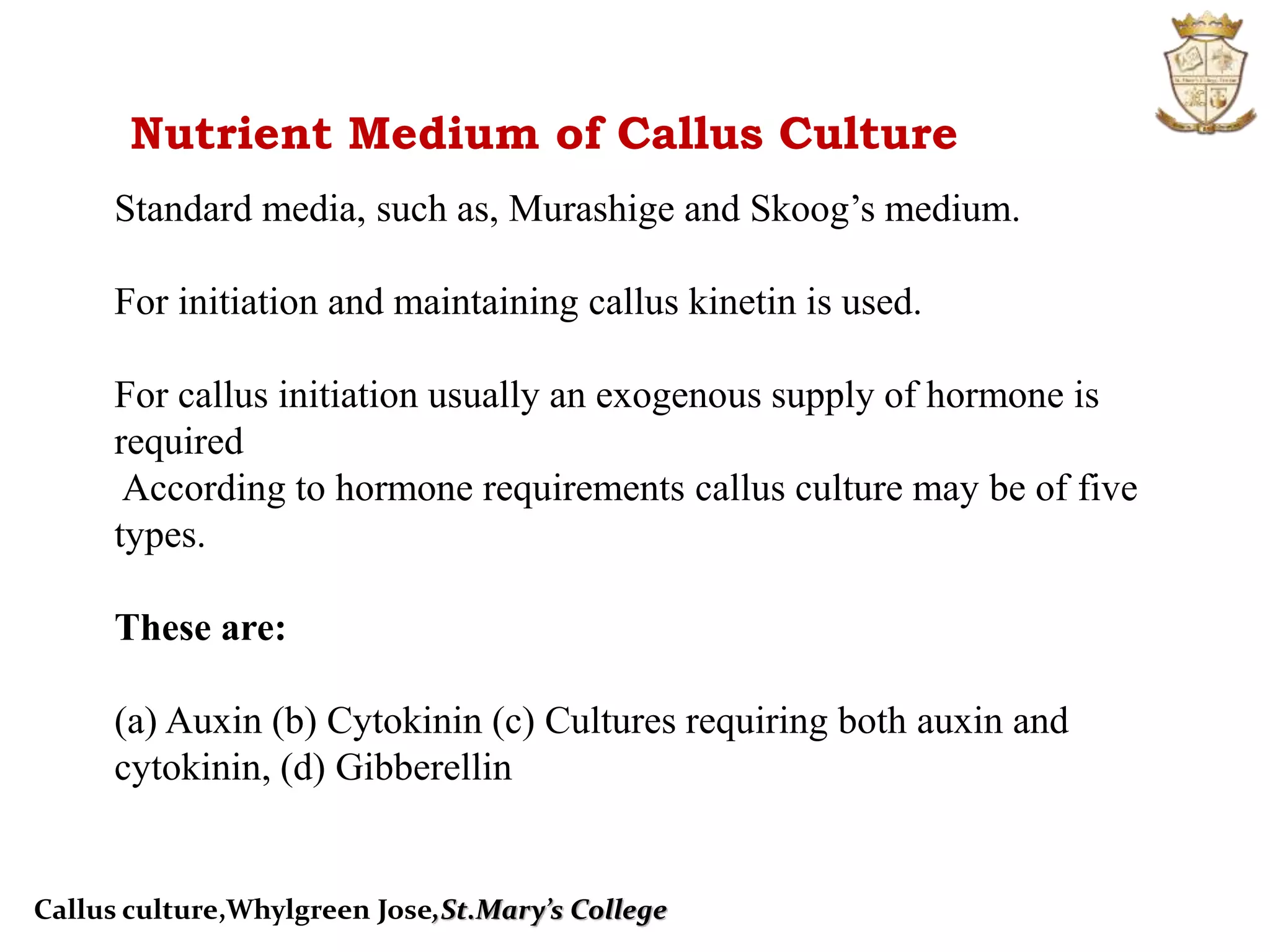 Botany:Callus Culture | PPTX