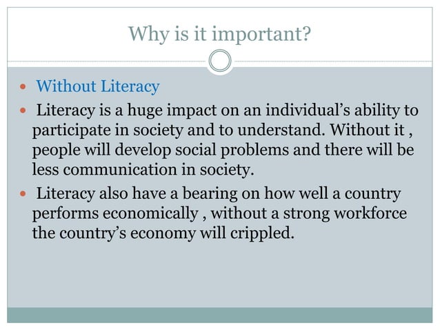 Why Literacy is Important | PPTX | Non-Profit Organizations | Industries
