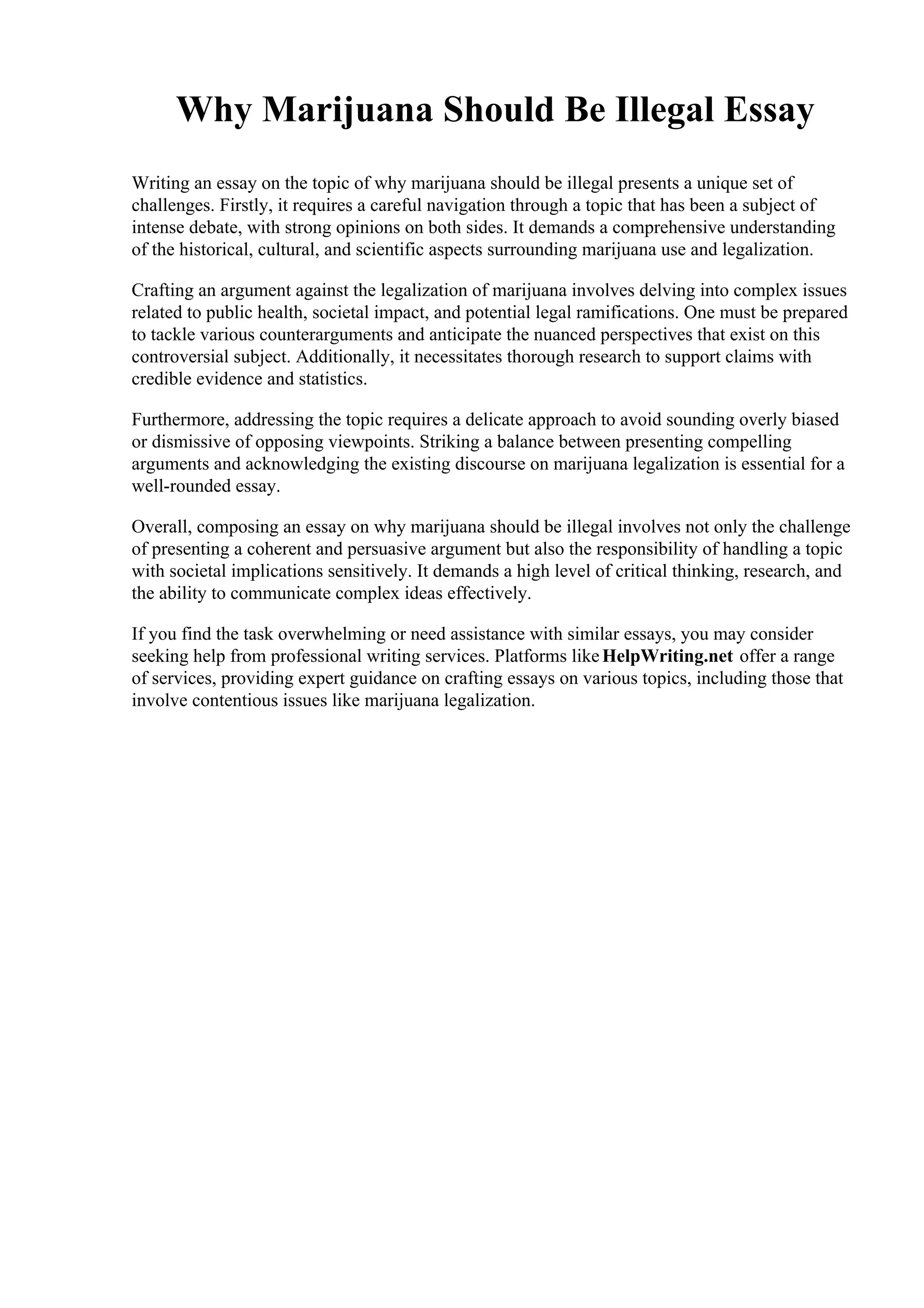 Why Marijuana Should Be Illegal Essay | PDF