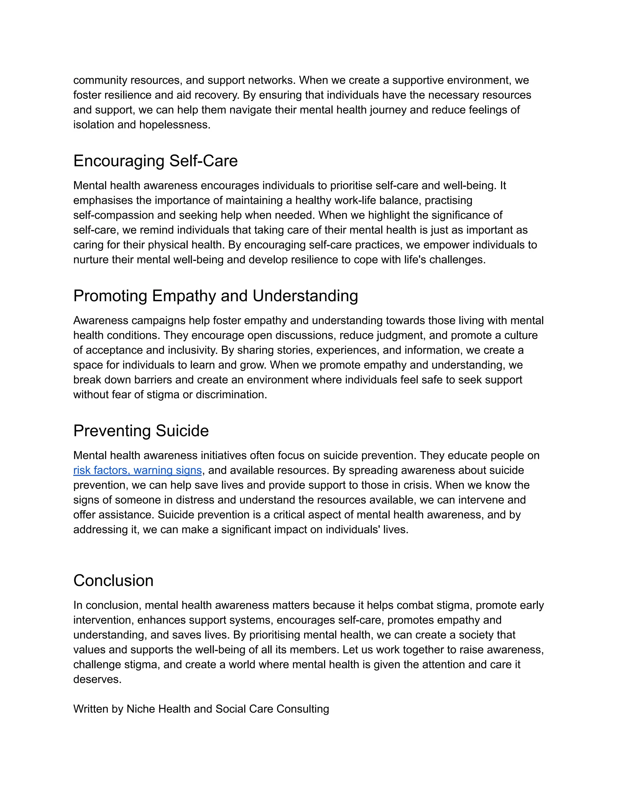 Why Mental Health Awareness Matters | PDF