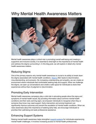 Why Mental Health Awareness Matters | PDF