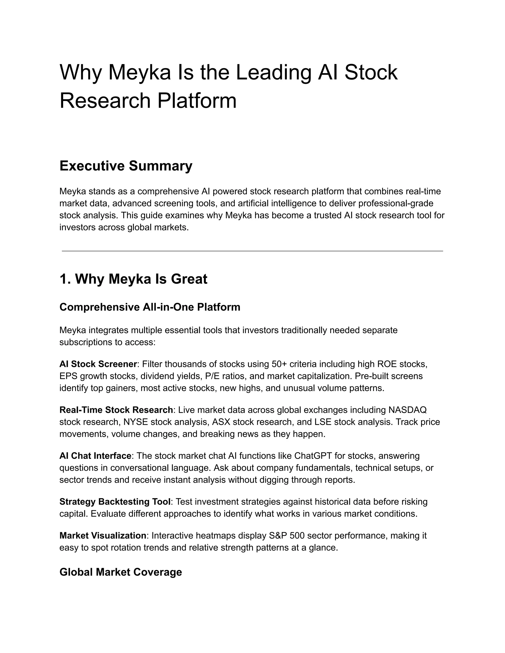 Why Meyka Is the Leading AI Stock Research Platform | PDF
