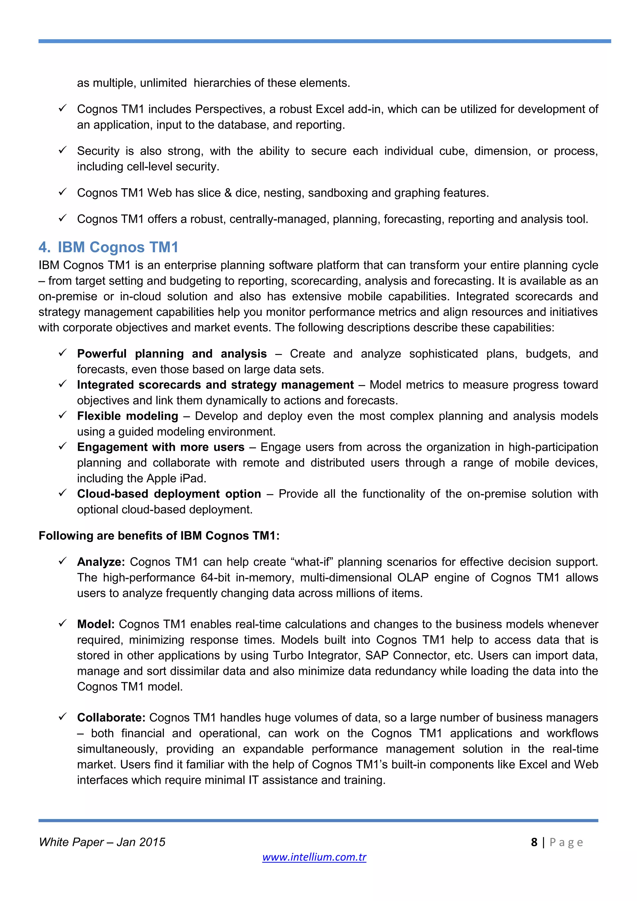 Why migrate from ibm cognos planning to tm1 ? | PDF