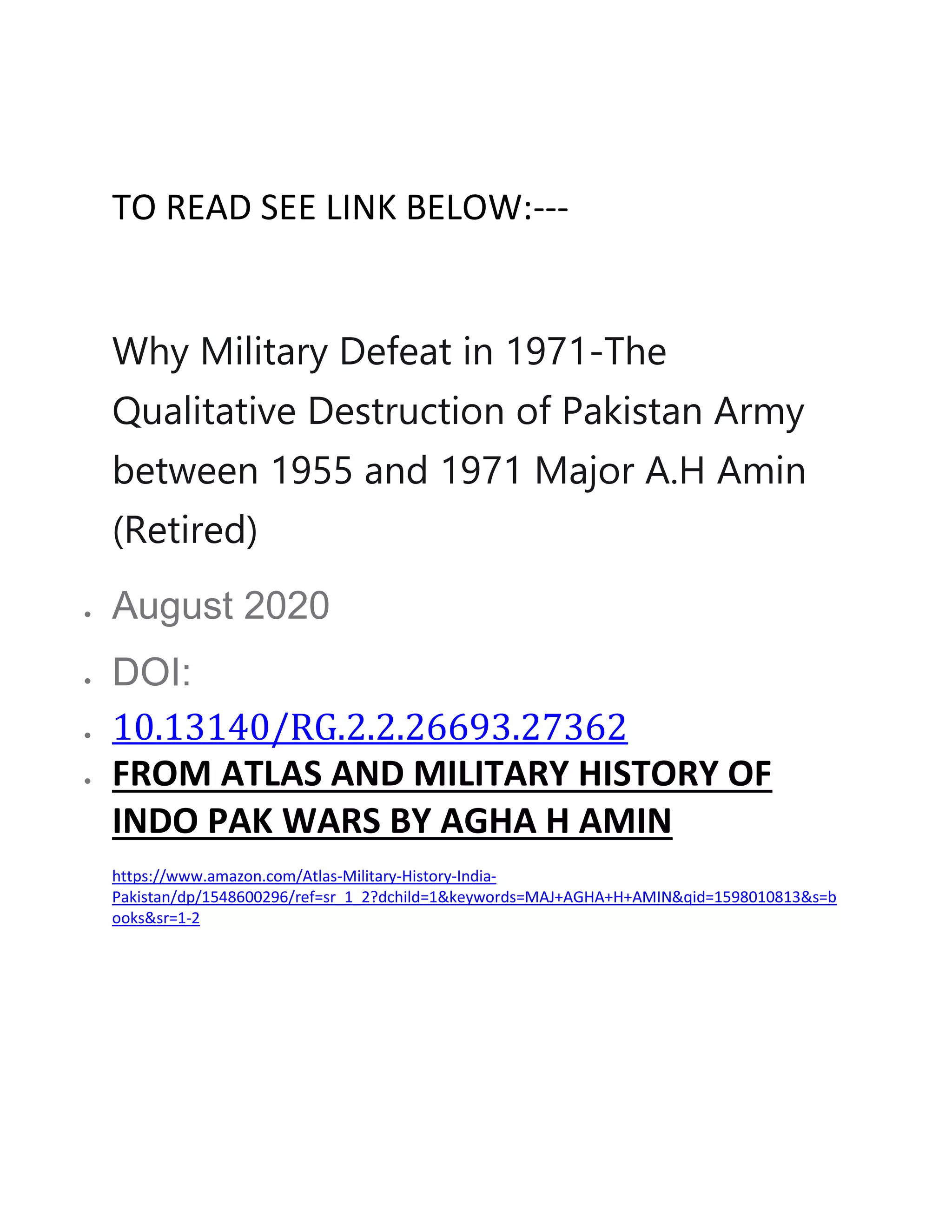 Why Military Defeat in 1971-The Qualitative Destruction of Pakistan ...