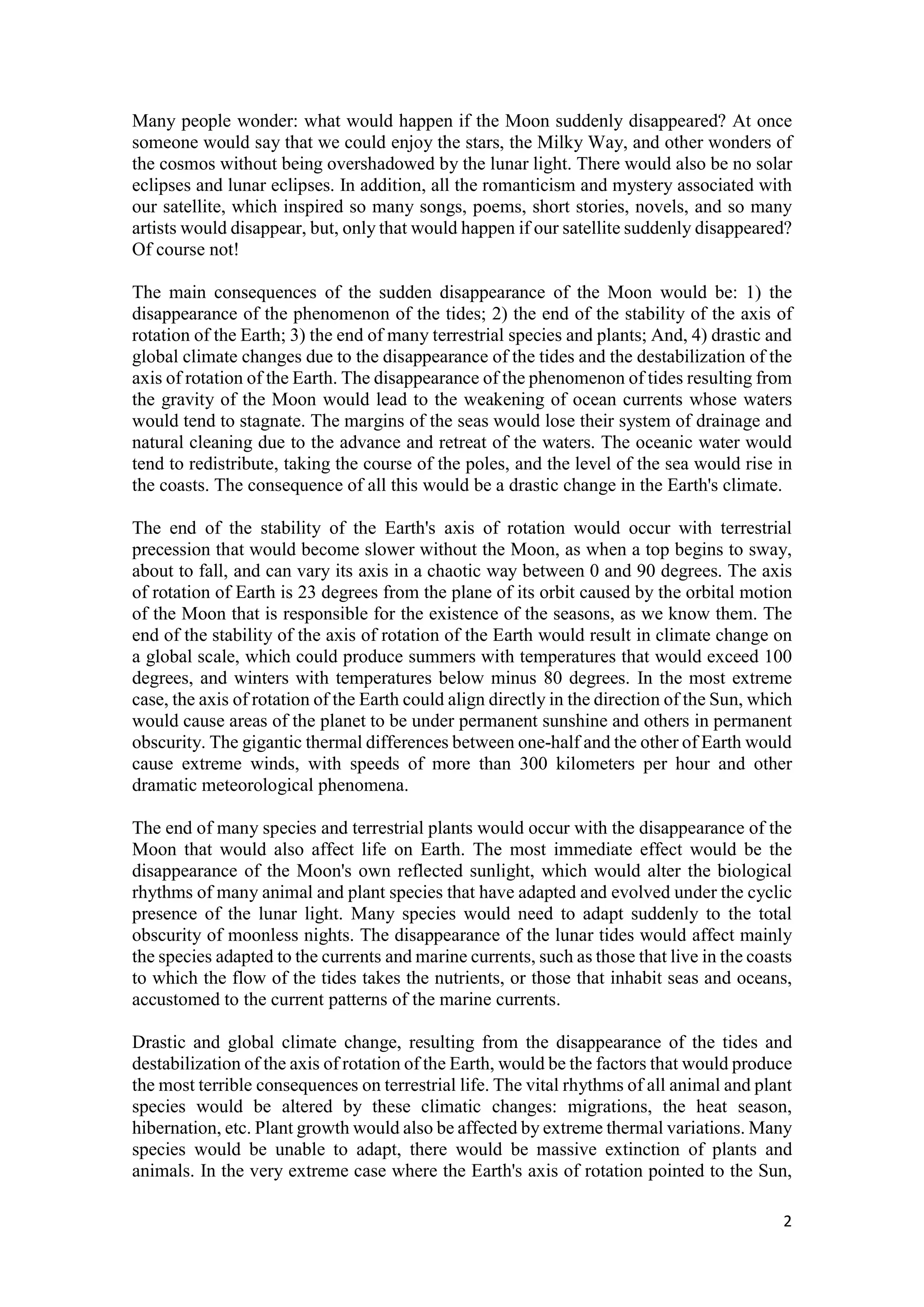 Why moon is important to life on the earth planet | PDF