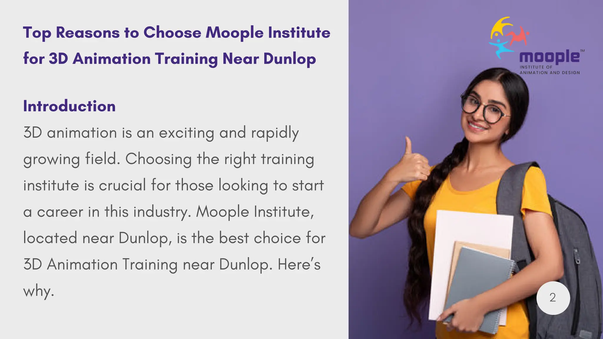 Why Moople Institute is best for 3D Animation Training near Dunlop.pdf