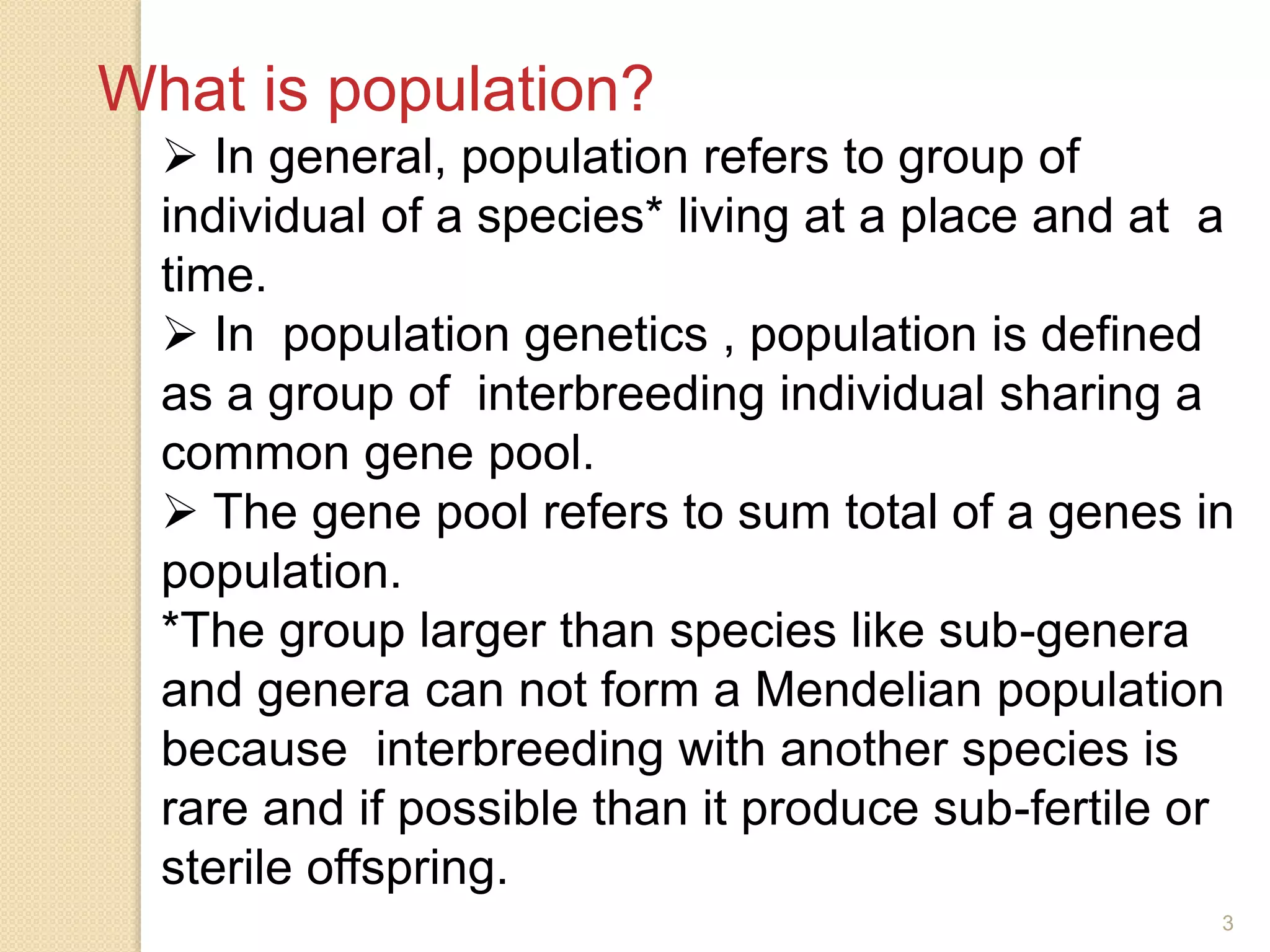 Why need to study population genetics & applications of population ...