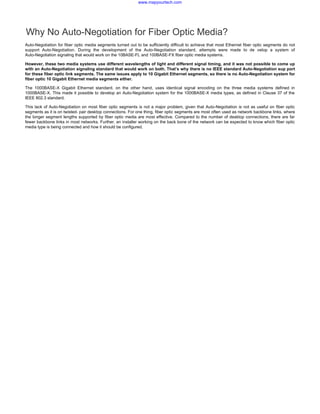 Why no auto negotiation for fiber optic media? | PDF