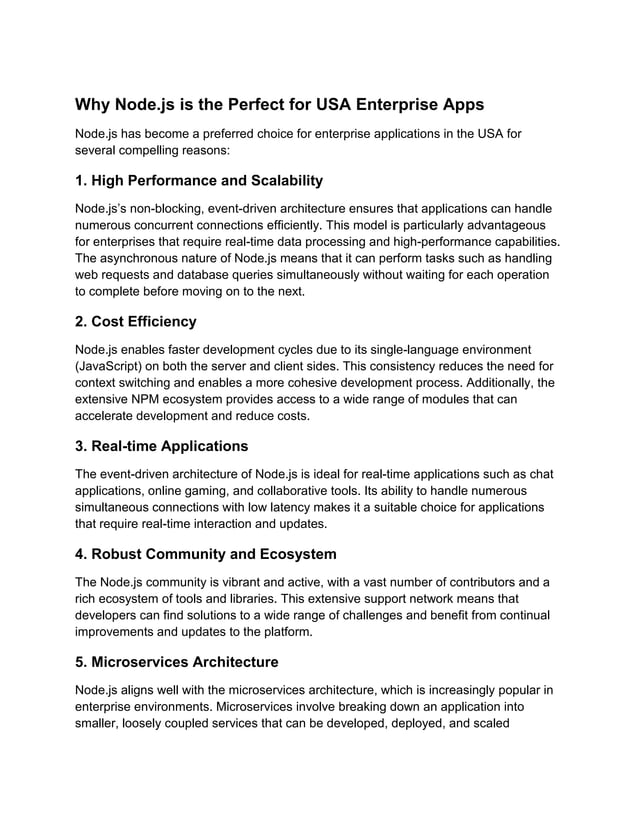 Why Node.js is the Top Choice for Enterprise Applications in USA | PDF