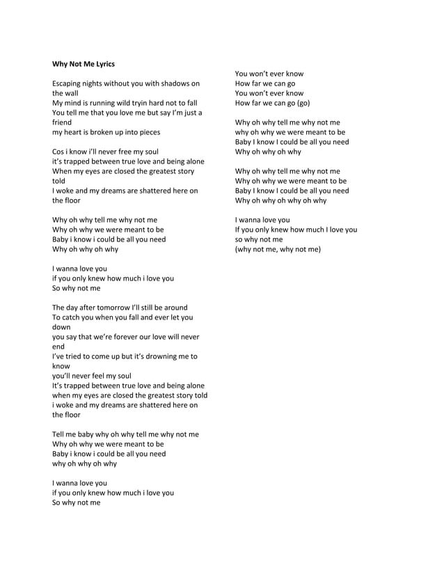 Why not me lyrics | PDF