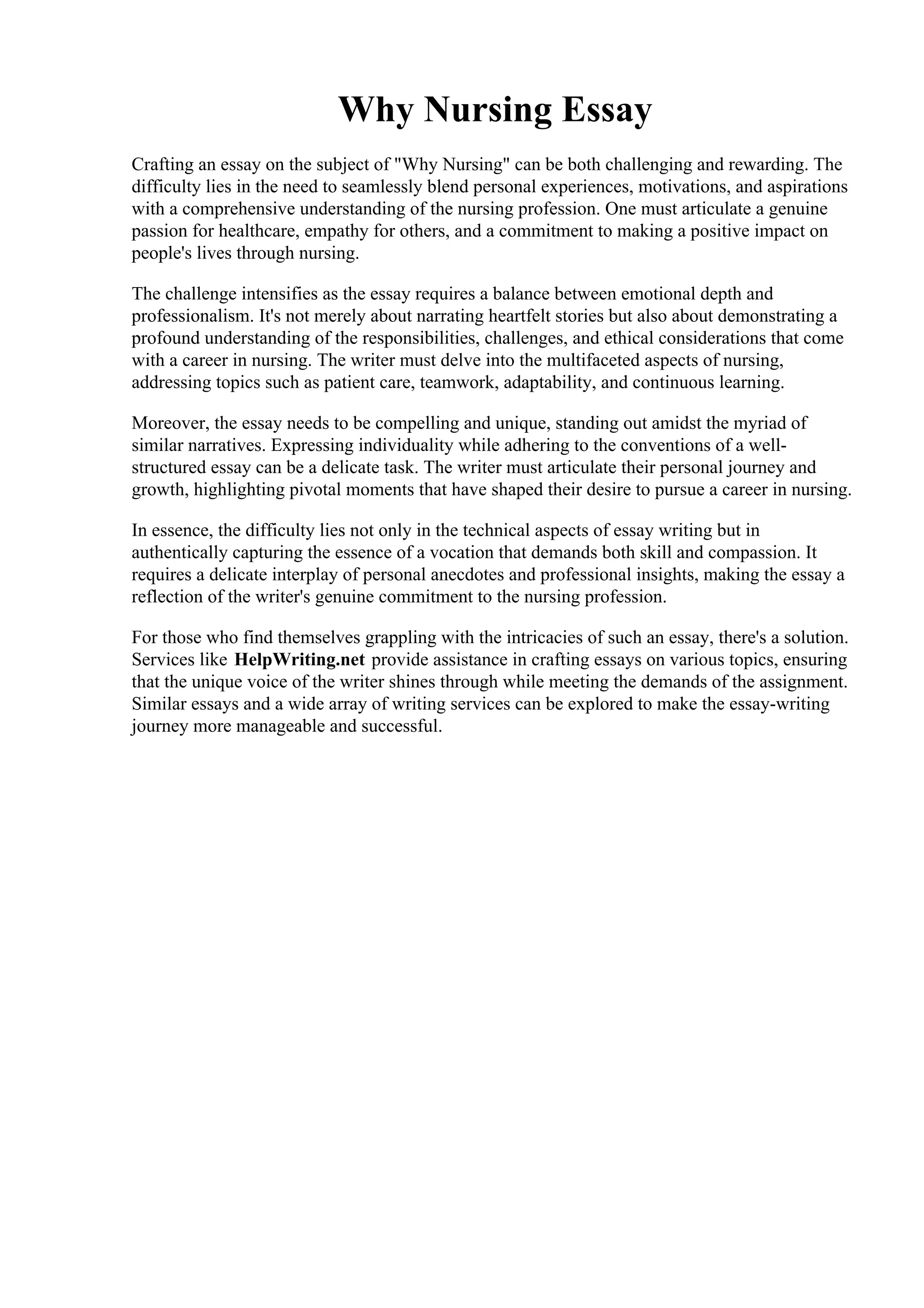 Why Nursing Essay | PDF