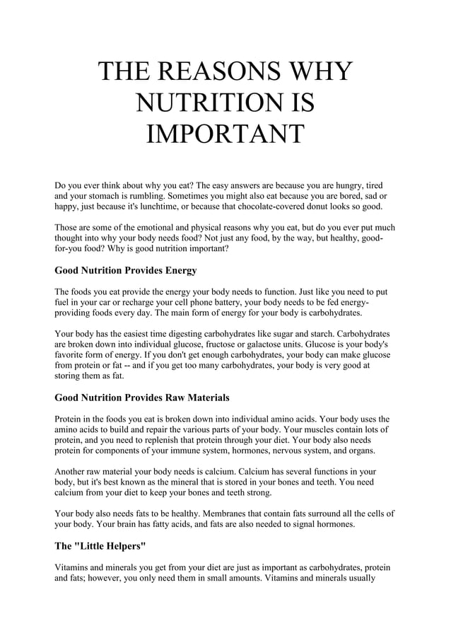 Why nutrition is important | PDF