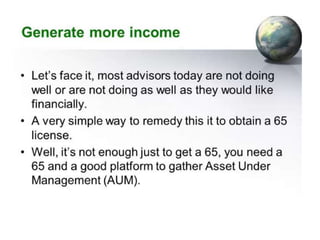 Why obtain a Series 65 License...RIA