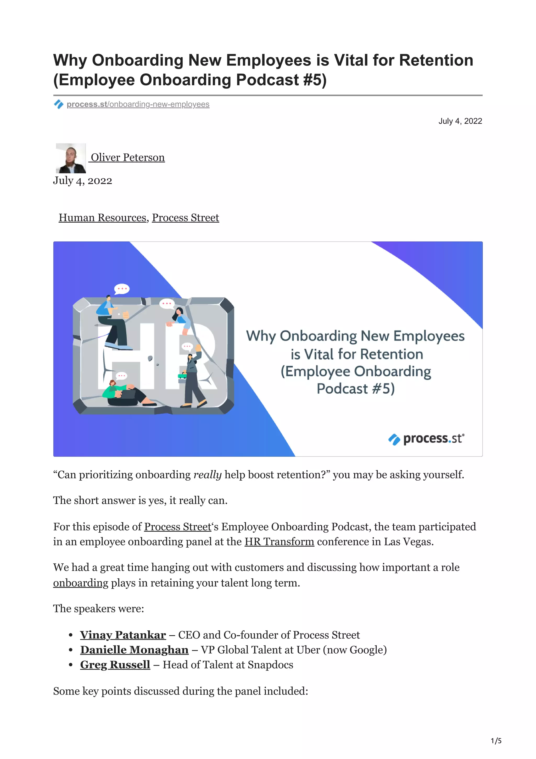 Why Onboarding New Employees is Vital for Retention (Employee Onboarding Podcast #5) | PDF