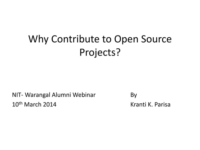 Why contribute to open source projects | PPT