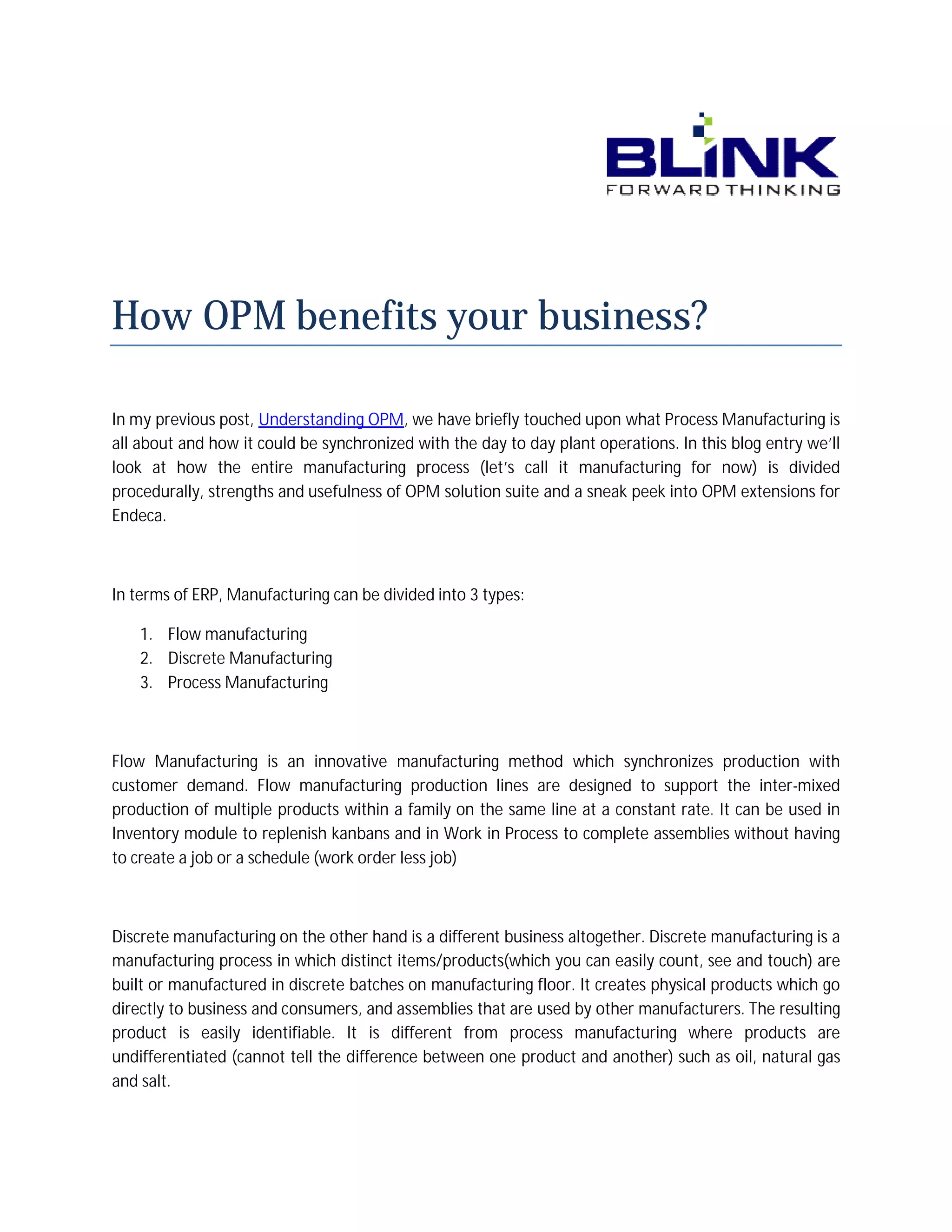 How OPM benefits your business? | PDF