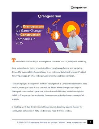Why Orangescrum Is a Game Changer for Construction Companies in 2025 | PDF