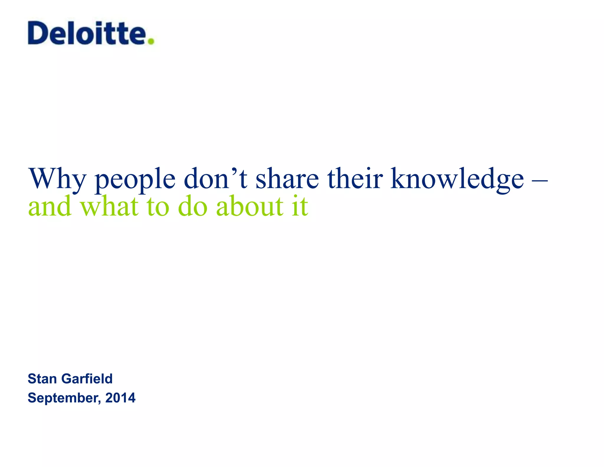 Why people don't share their knowledge | PPTX