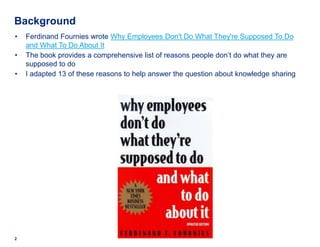 Why people don't share their knowledge | PPTX