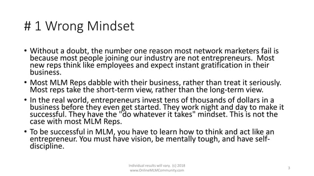 3 Reasons Why People Fail in Network Marketing | PPTX