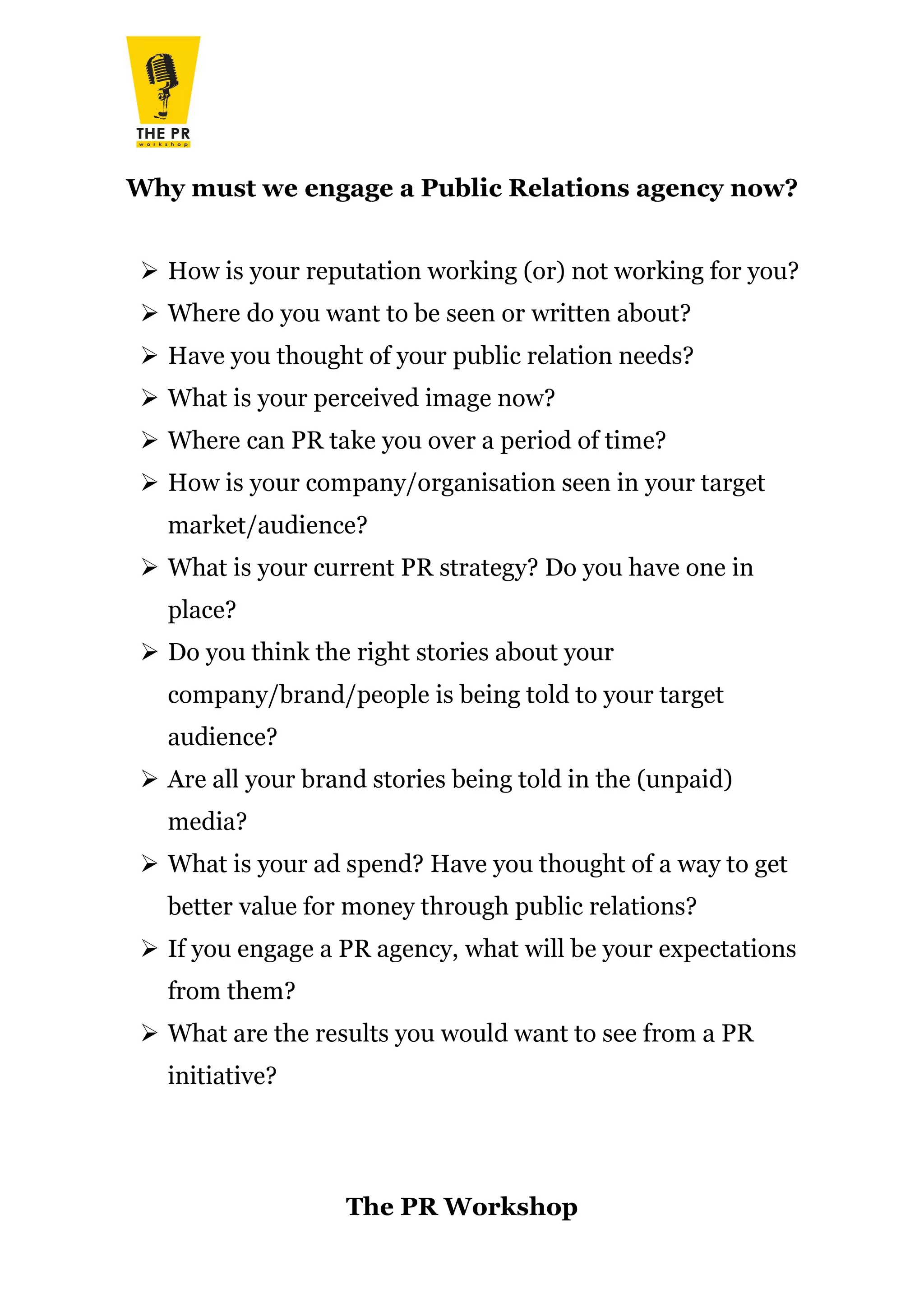 Why hire a PR agency now? | PDF