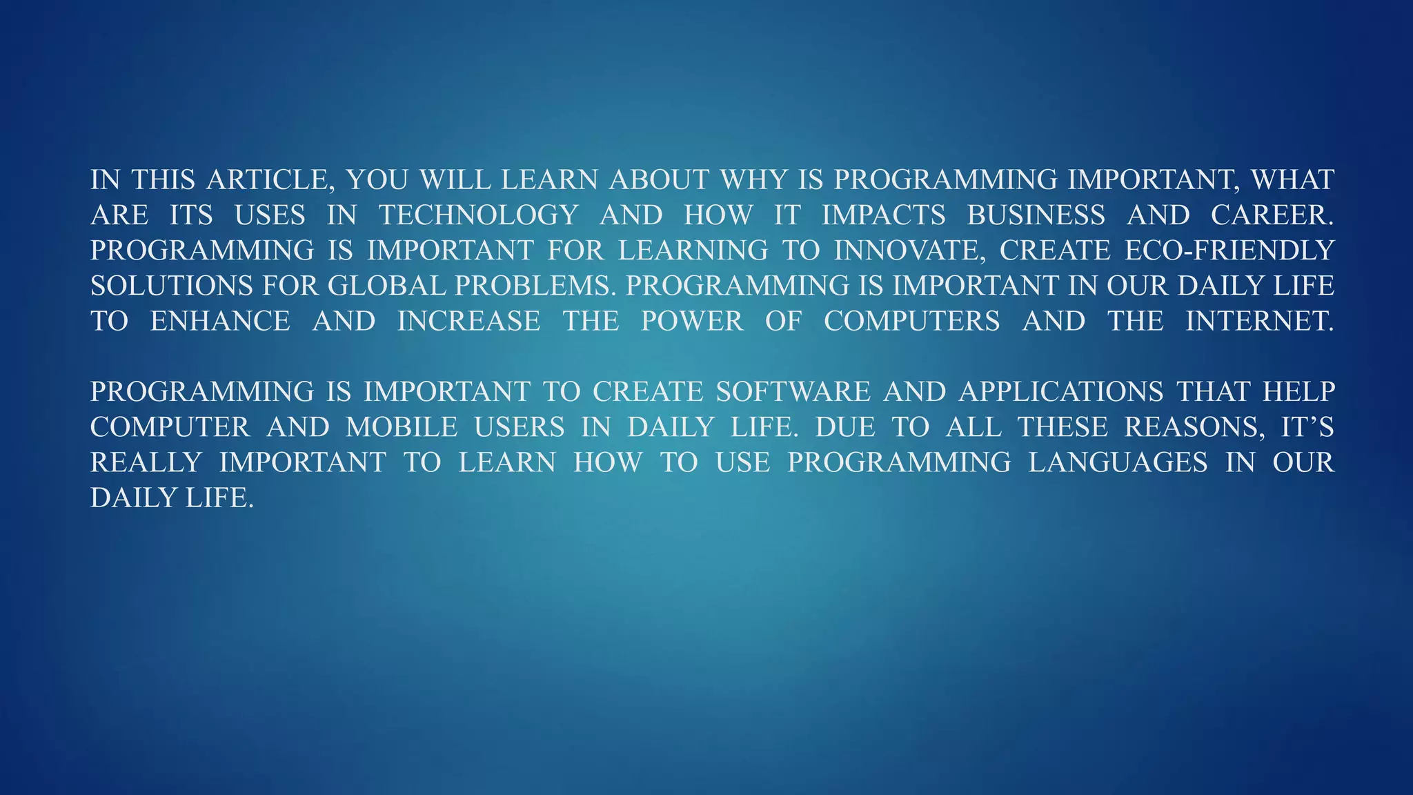 Why programming is important | PDF