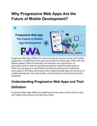 How Progressive Web Apps Are Shaping the Future of Mobile Experiences | PDF