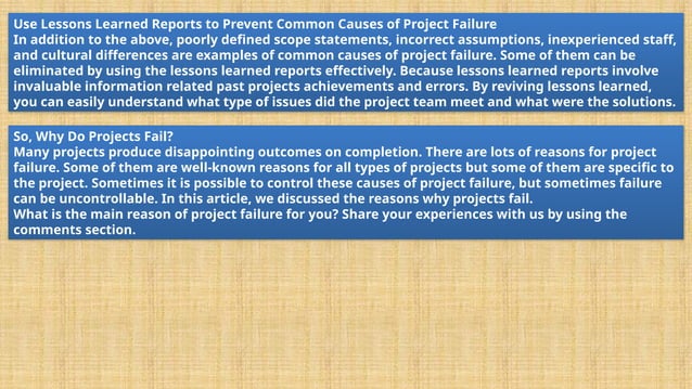 why project fail Main reasons for project failure | PPT