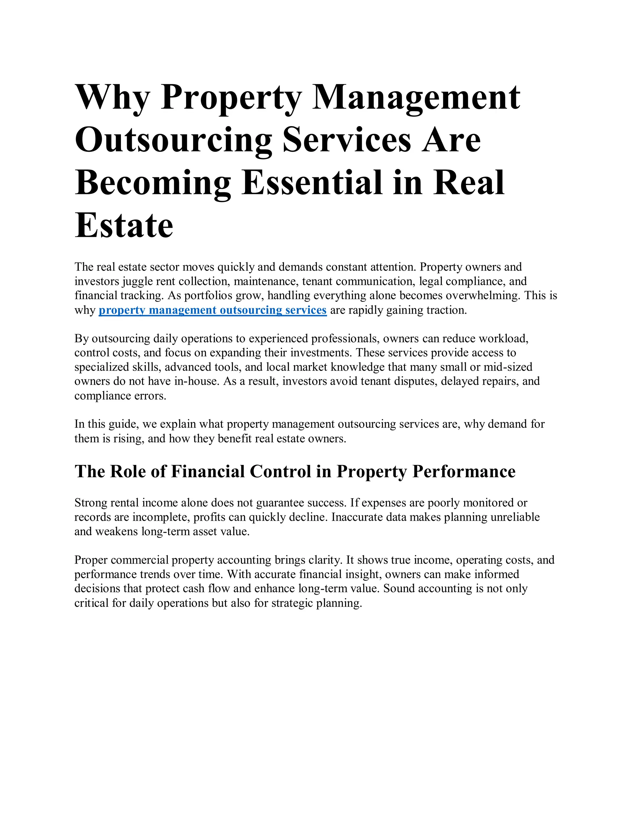 Why Property Management Outsourcing Services Are Becoming Essential in ...