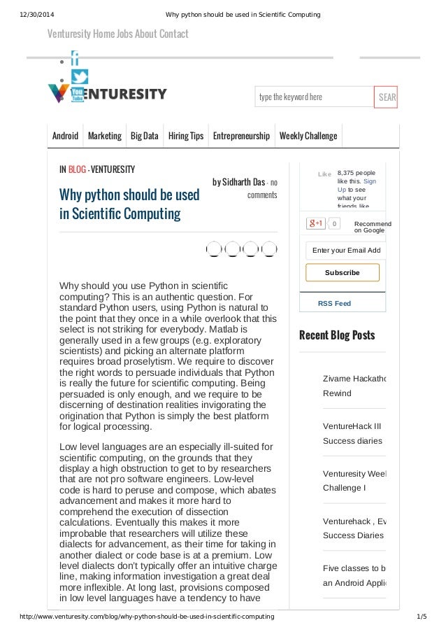 Why Python Should Be Used In Scientific Computing