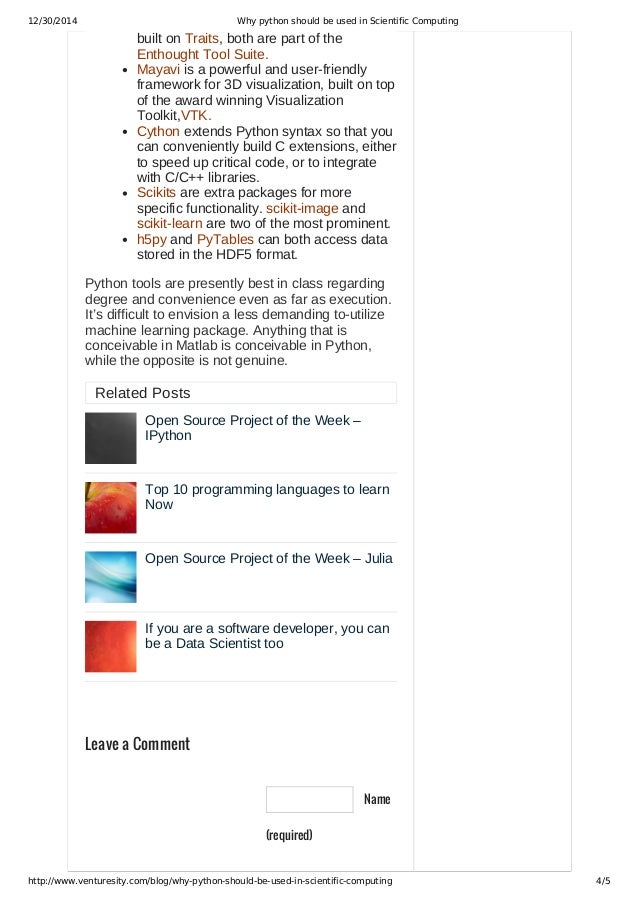 Why Python Should Be Used In Scientific Computing
